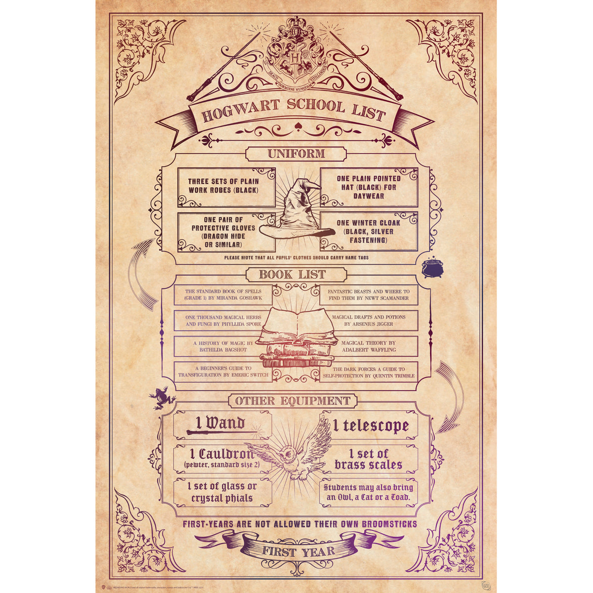 Harry Potter Poster Hogwarts School List — getDigital